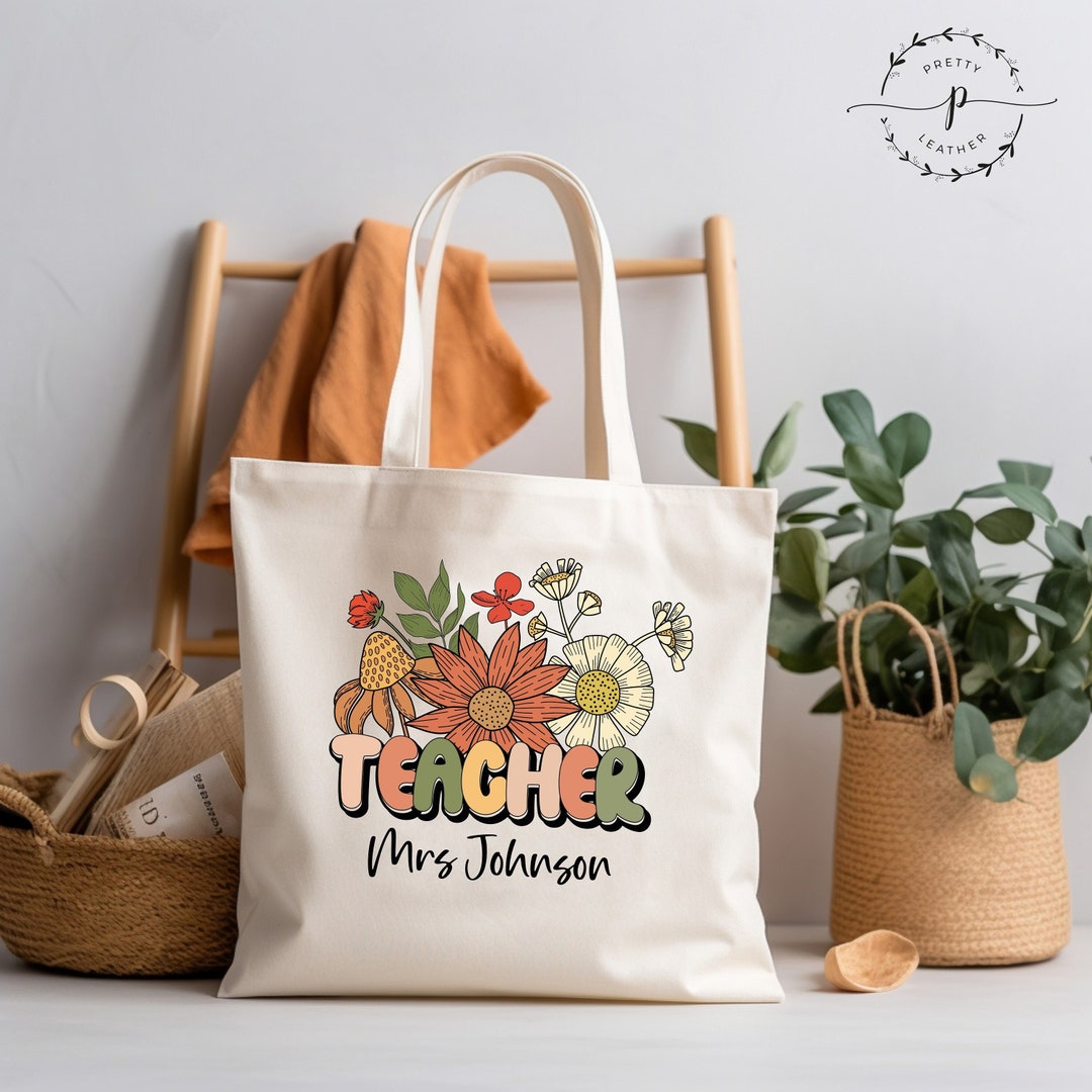 Teacher Tote Bag Personalized Teacher Canvas Tote Custom Teacher Gift ...