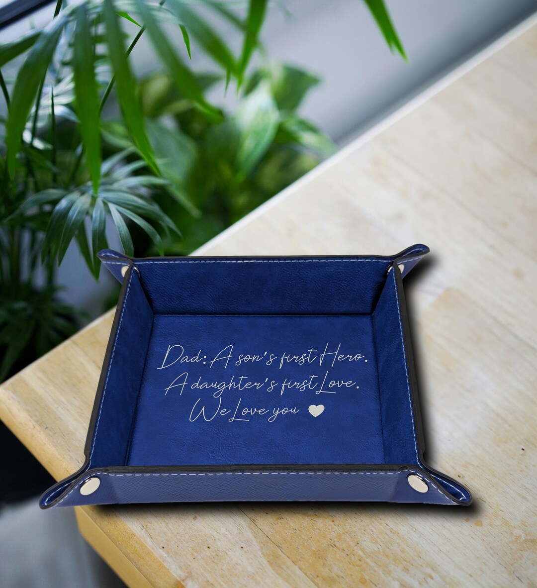 Personalized Engraved Vegan Leather Valet Tray, Leatherette Catchall ...