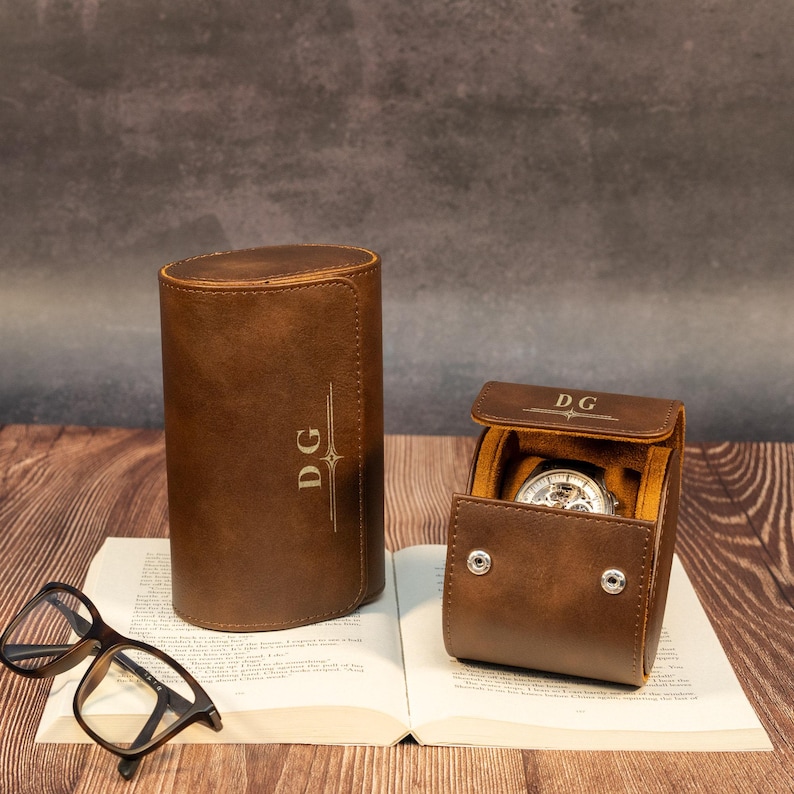 Personalized Leather Watch Box, Engraved Travel Watch Case for Him ...