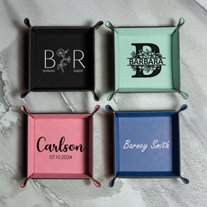 Customized Engraved Leatherette Tray, Office Gift, Home Favors, Vegan ...