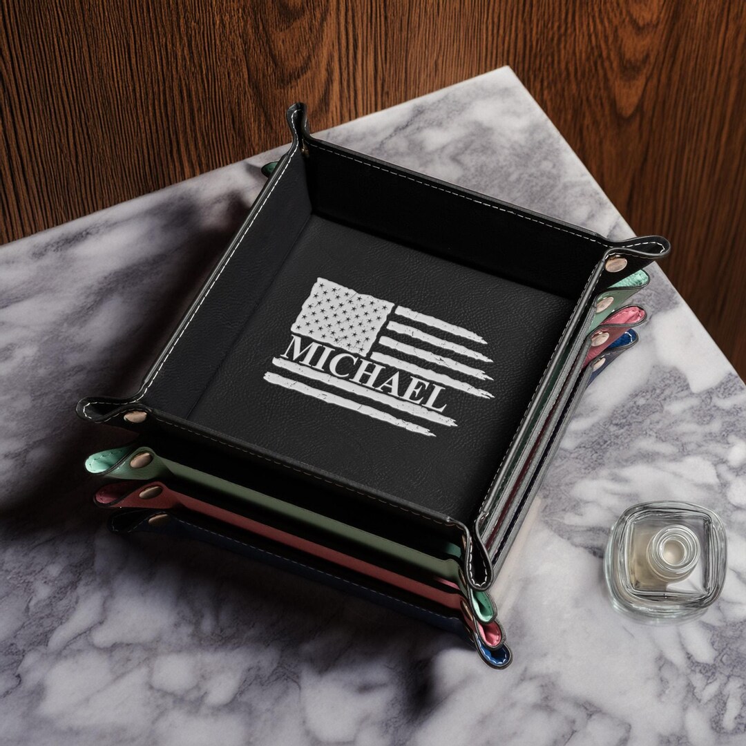 Customized Engraved Leatherette Tray, Office Gift, Home Favors, Vegan ...