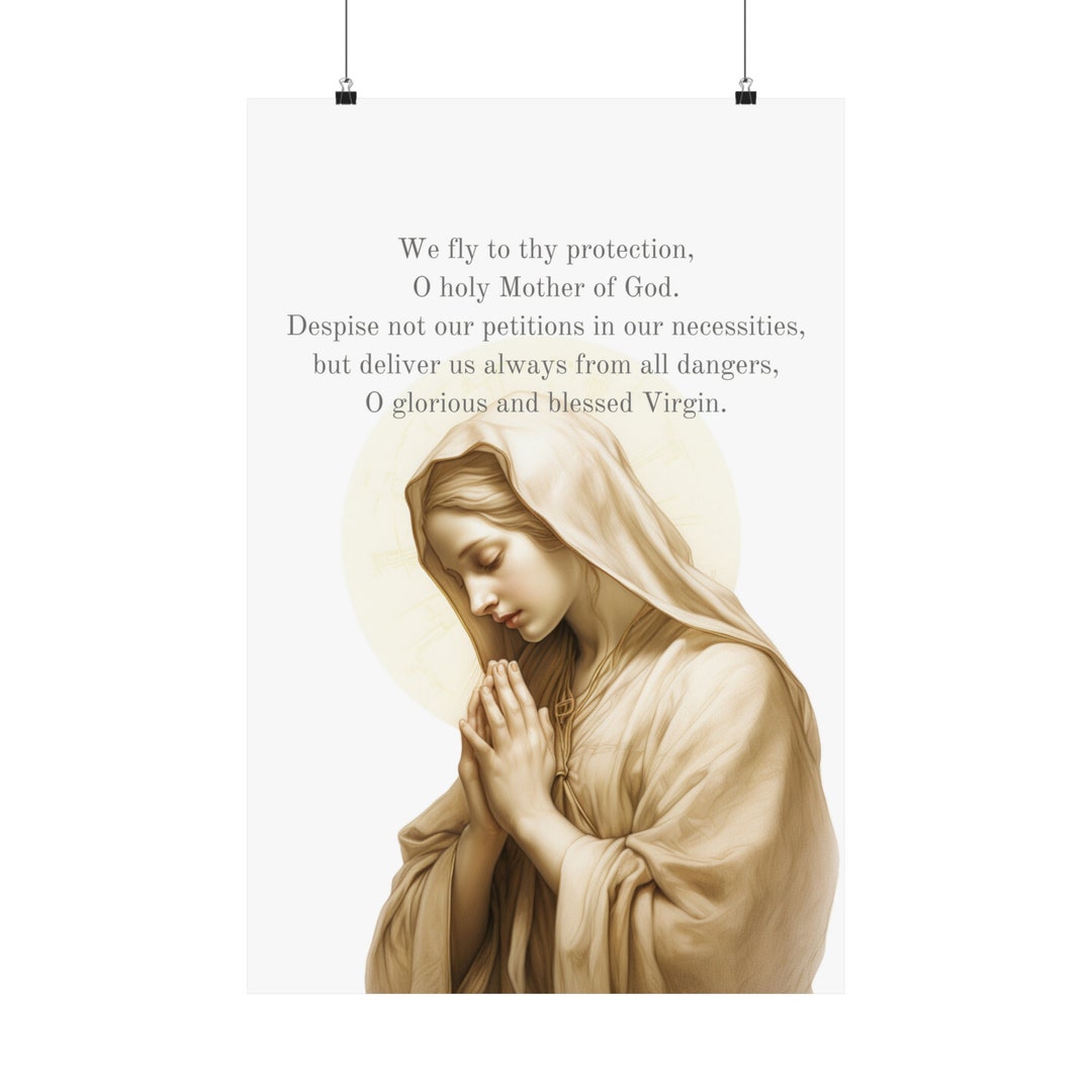 Catholic Wall Art. Virgin Mary. Oldest Marian Prayer. Matte Vertical ...