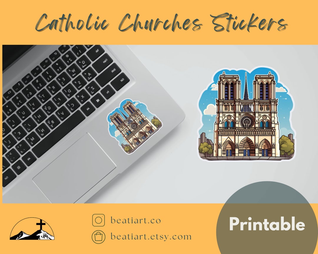 Catholic Sticker Bundle. Catholic Churches. Cartoon (printable) - Etsy