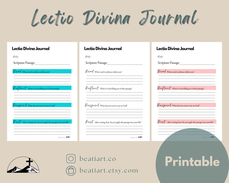 Lectio Divina Journal With Guided Questions for Catholics (printable ...