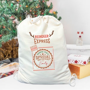 Special Delivery North Pole Reindeer Express, Personalized Santa Sack ...