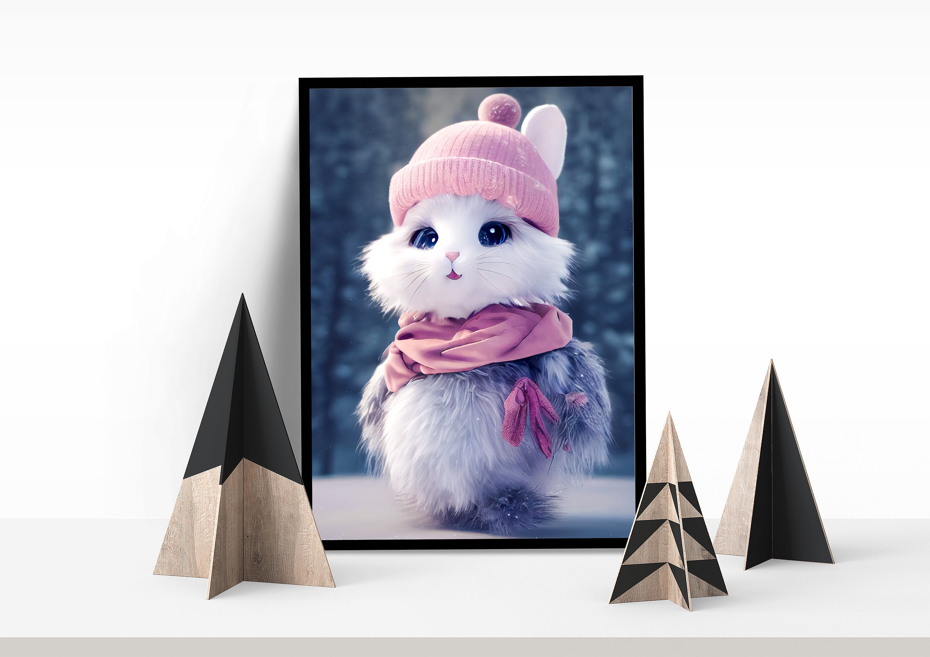 Cute Baby Bunny in Snow | Digital Print | Wall Art | Fine Art Print ...