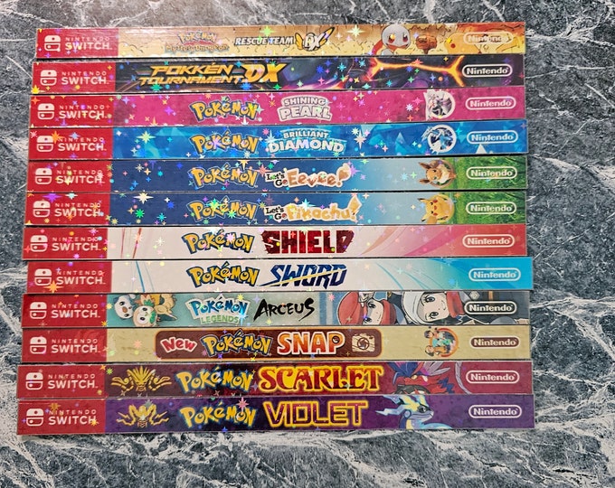 HOLOGRAPHIC Pokémon Complete Game Spine Set for All Nintendo Switch ...