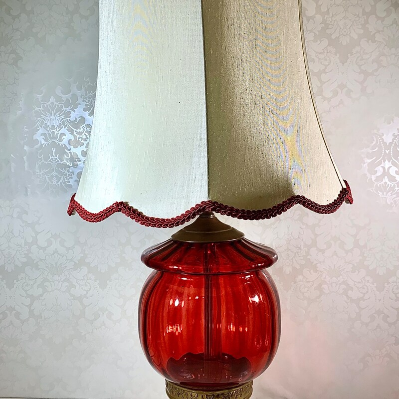 Red Glass Lamp - Etsy