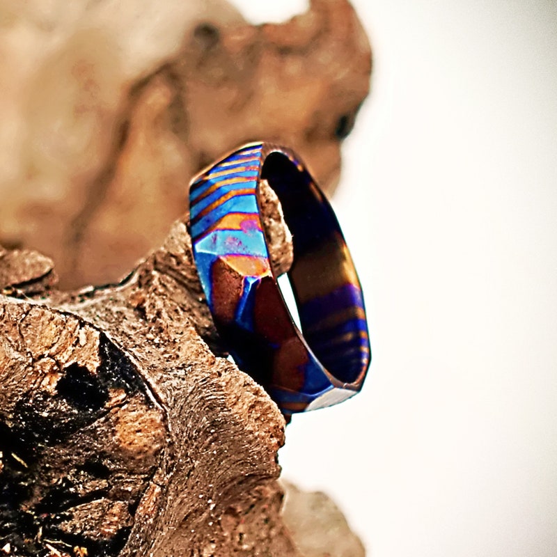 Titanium Damascus Ring - Etsy