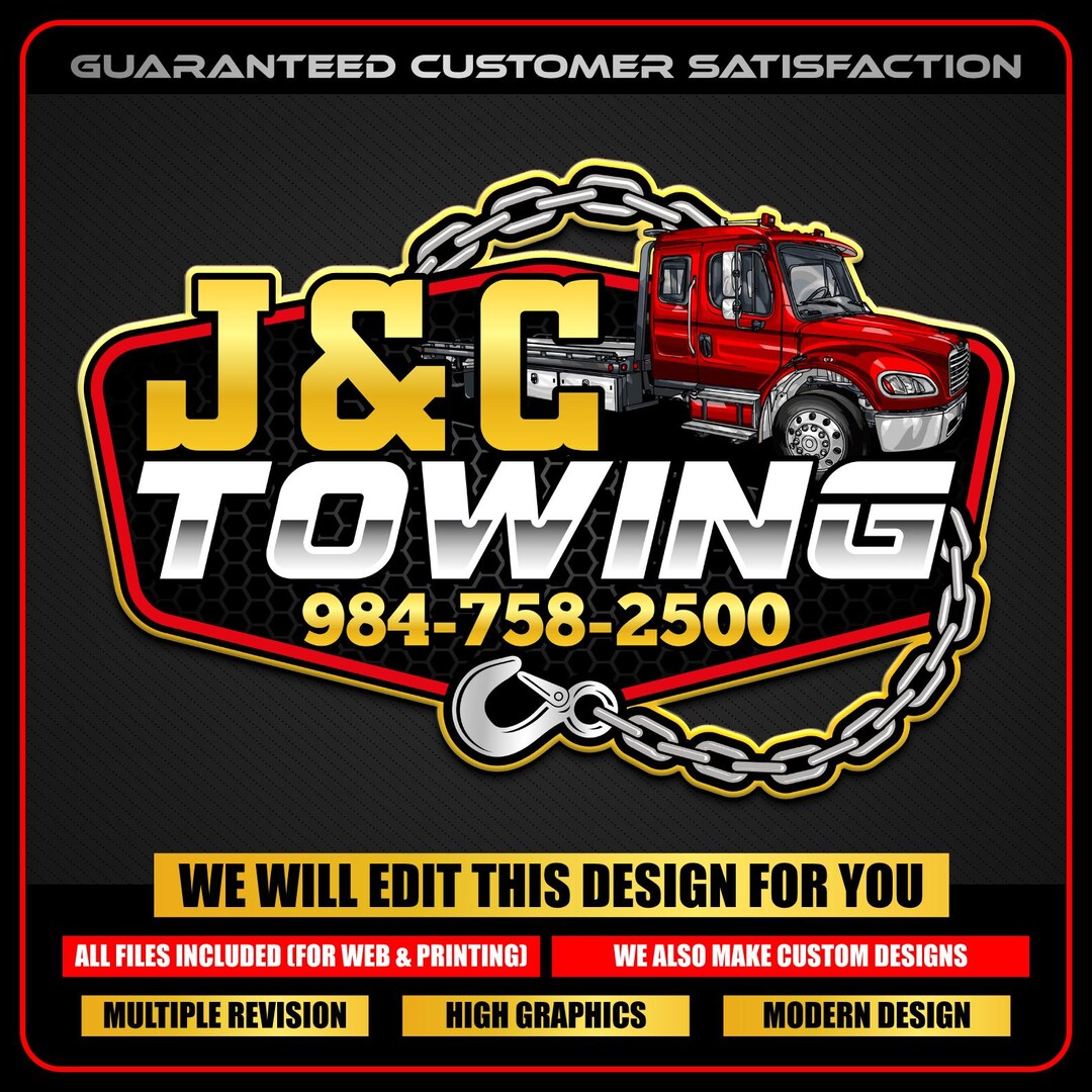 Towing Truck Logo, Roadside Assistance Logo, Towing Chain Svg, Tow ...
