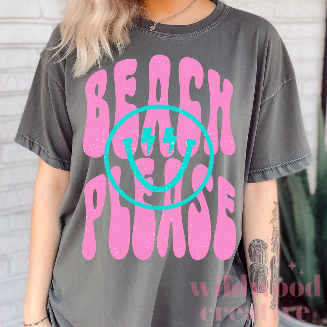 Summer PNG, Beach Please Png, Groovy, Preppy, Sunshine Smiley Face Png ...