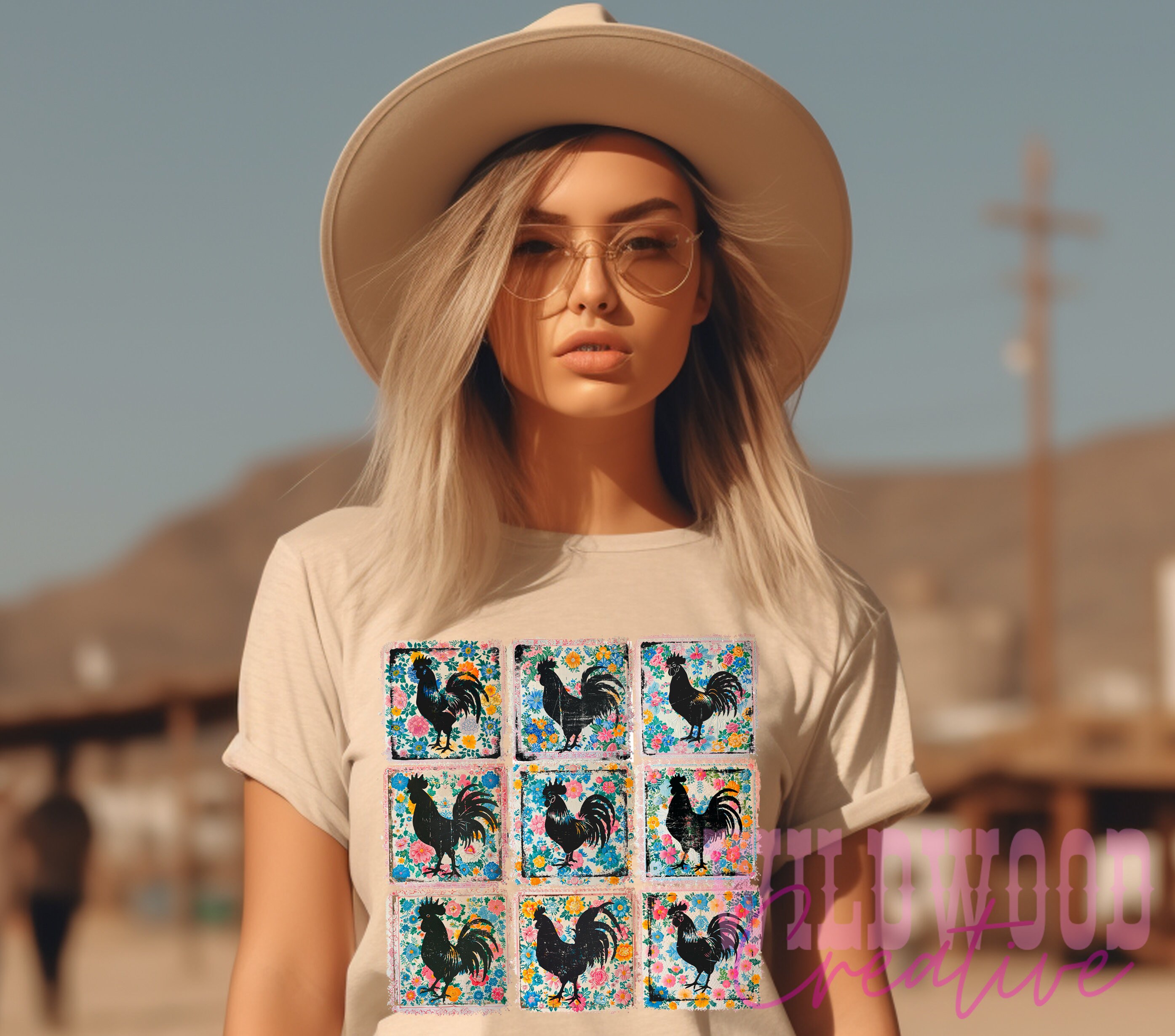 Retro Boho Chicken Farm Sublimation Design, Chicken Floral Sublimation ...