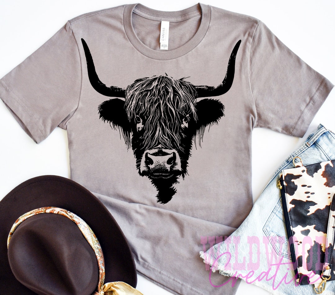 Western PNG, Highland Cow, Cowgirl, Rodeo, Country, Farm, Ranchy, Shirt ...