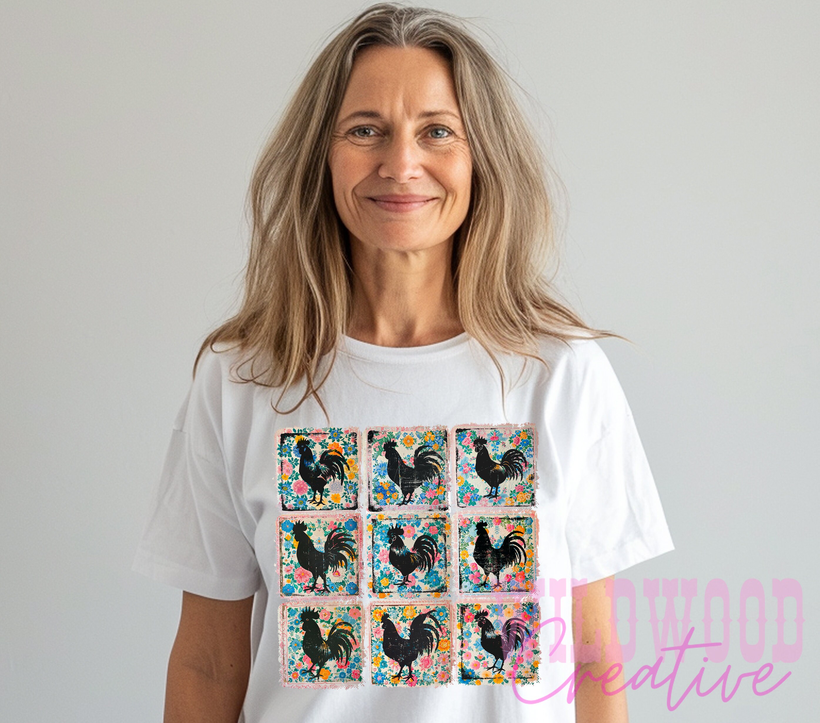 Retro Boho Chicken Farm Sublimation Design, Chicken Floral Sublimation ...