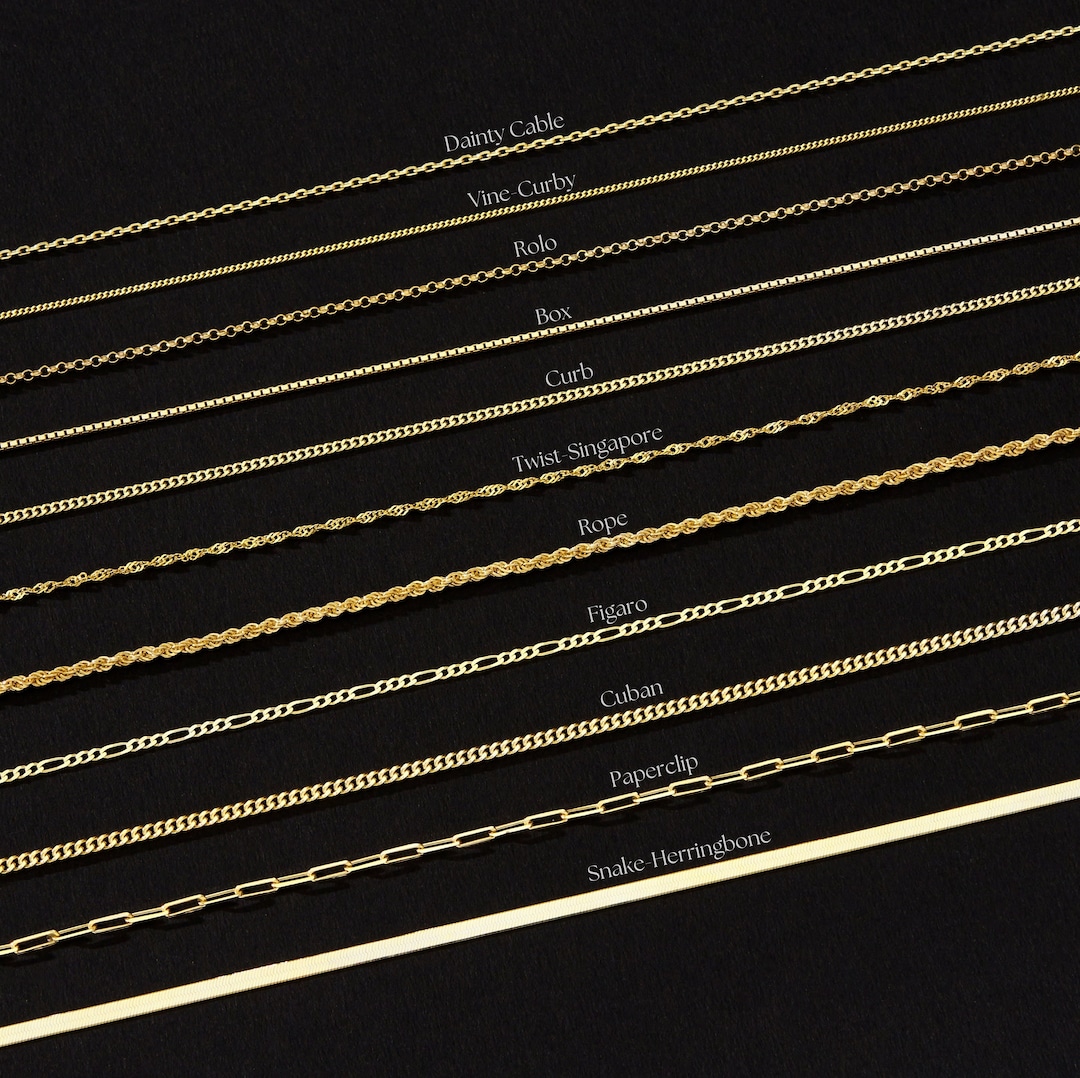14K Gold Chain Necklace, Twist Chain, Paperclip Chain, Snake Chain ...