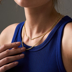 14K Gold Rope Chain Necklace, 3mm Twisted Rope Chain, 925K Silver Rope ...