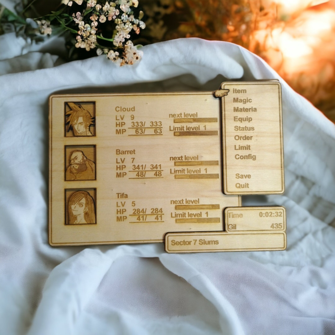 Final Fantasy VII Wooden Menu Screen Gamer Decoration - Etsy Canada