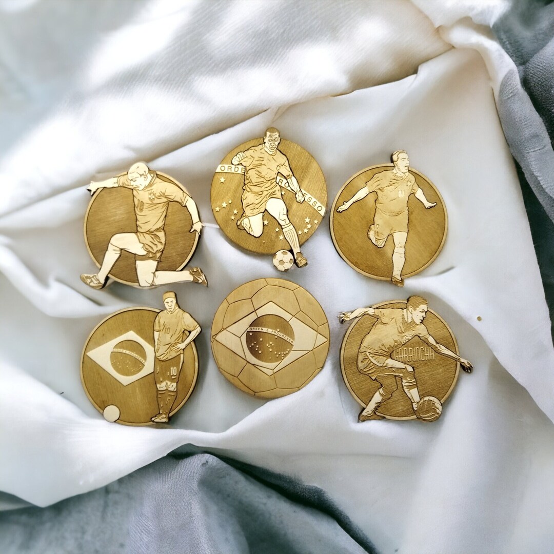 Set of 6 Brazil Soccer Wooden Coasters Home Decor - Etsy