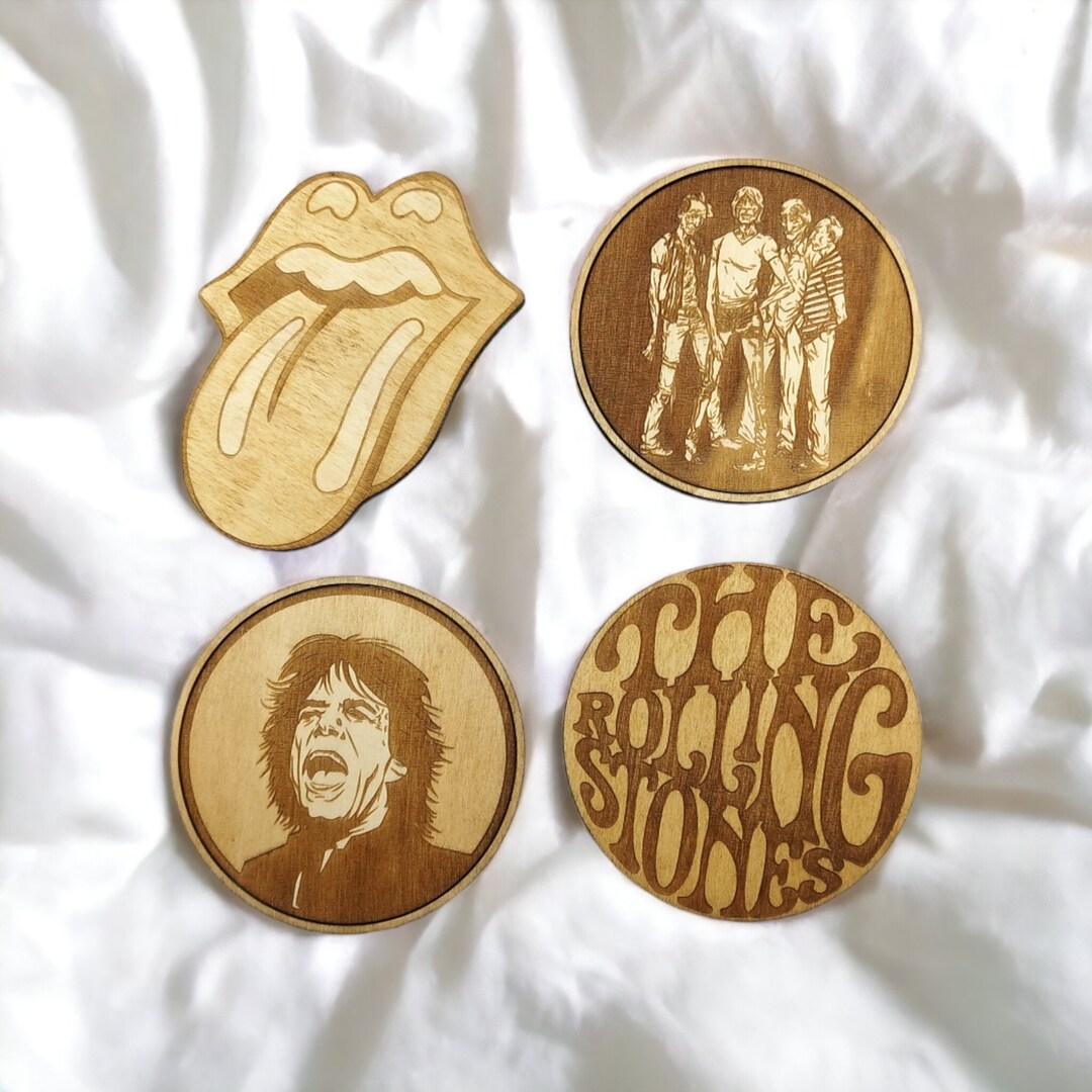 Set of 4 Rolling Stones Wooden Coasters Home Decor Bands - Etsy UK