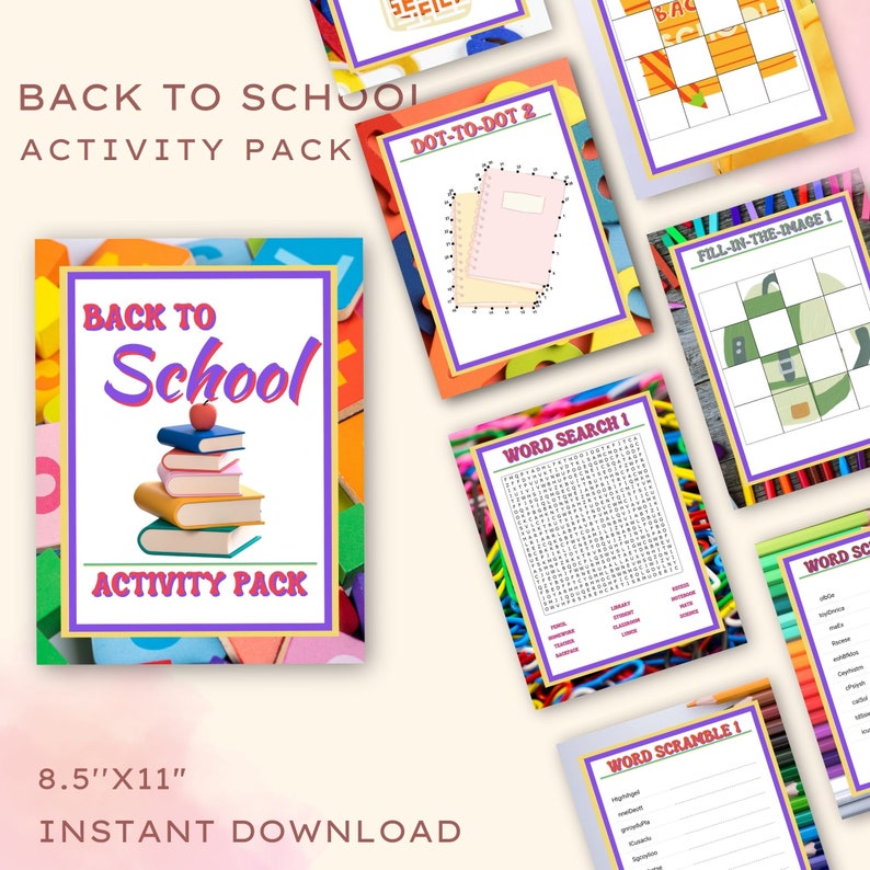 Back to School Activities Printable Activity Sheets Word - Etsy