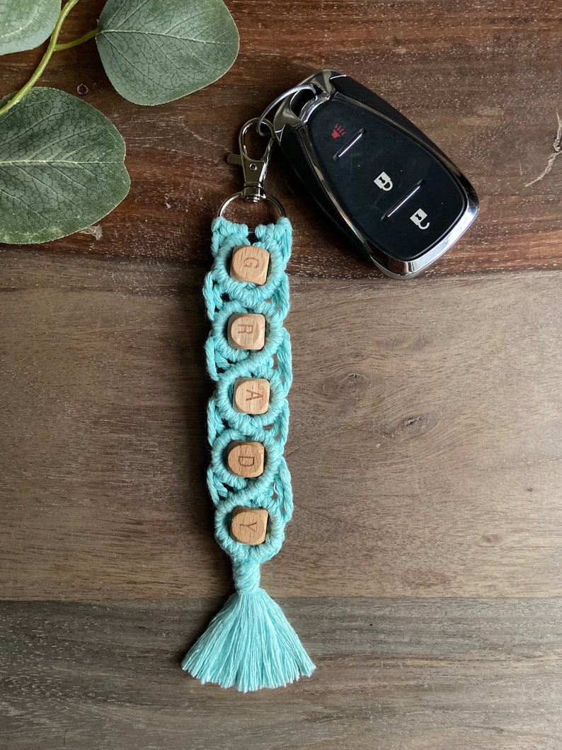 Macrame Custom Name Keychains, Handmade Personalized Keychain, Mama ...