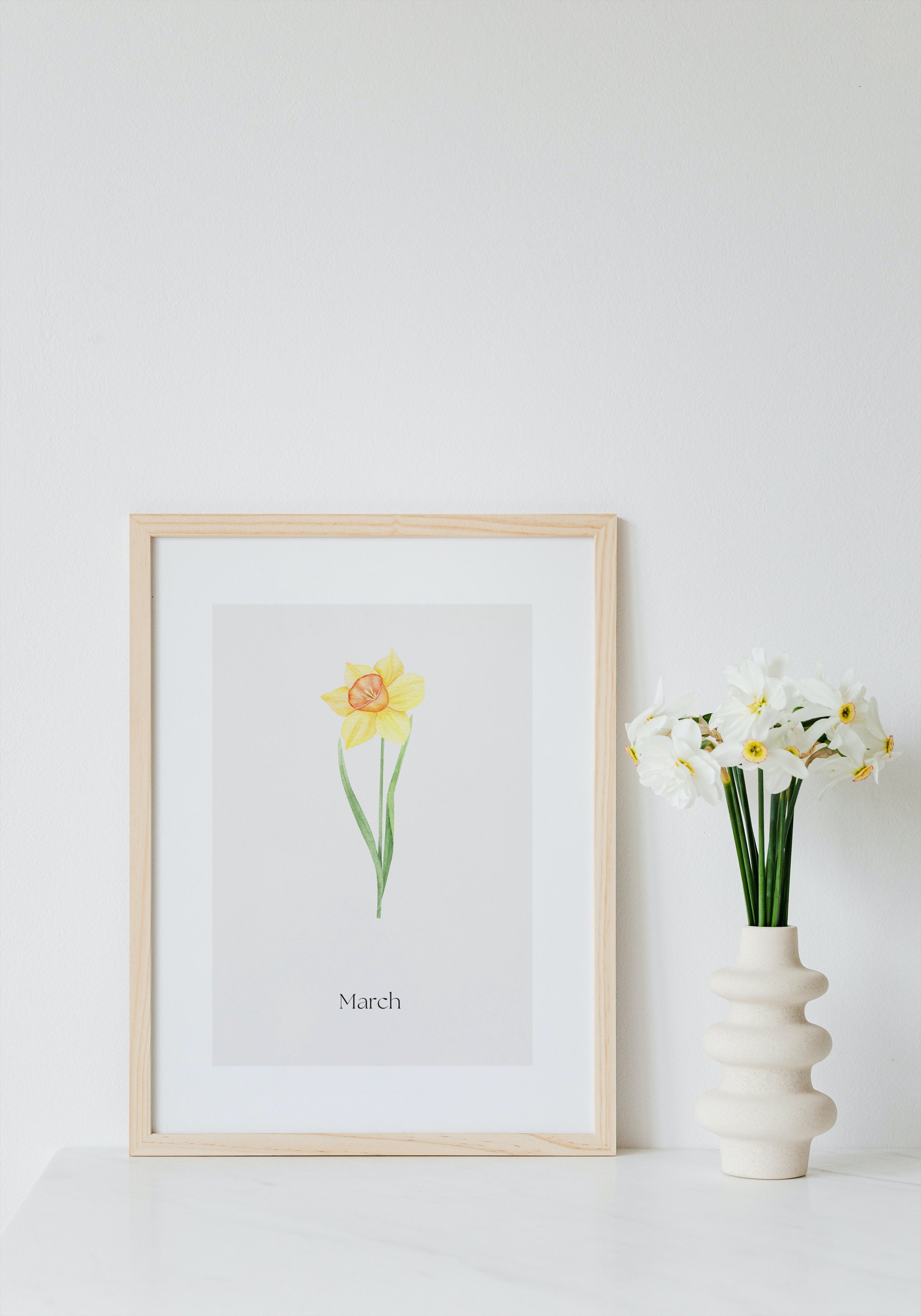 Birth Flower Print, March Birth Flower Print M, Flower Decor, Nursery ...
