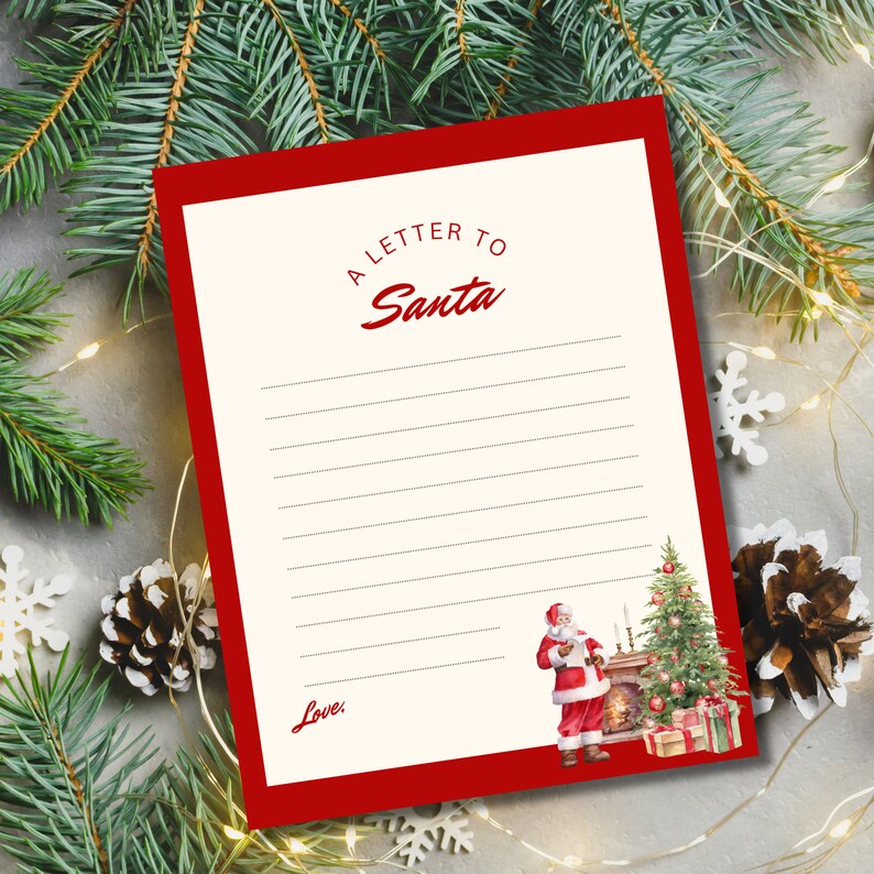 Letter to Santa Printable, Letter to Santa, Christmas Printable, Kids ...