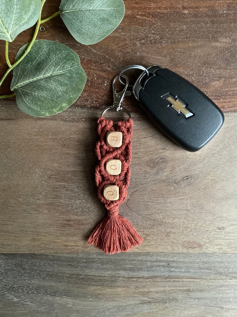 Macrame Custom Name Keychains, Handmade Personalized Keychain, Mama ...