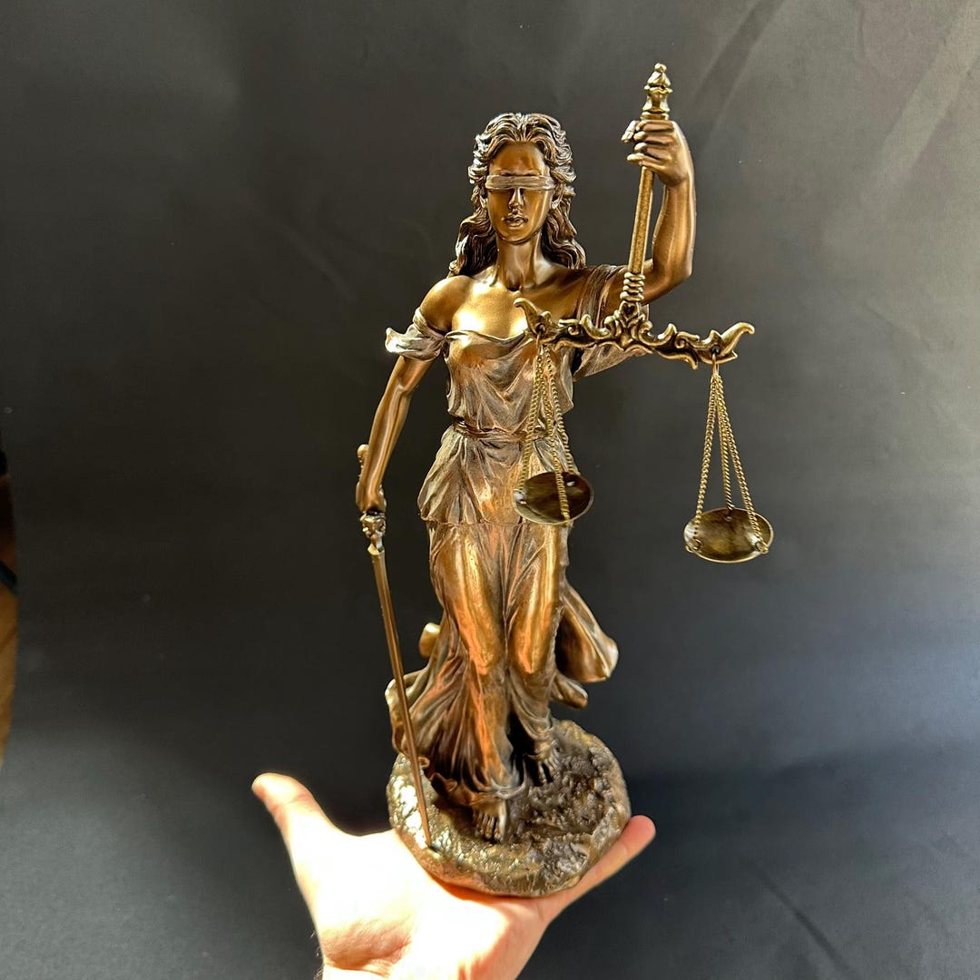 Lady Justice Bronze Finish Statue, Blindfolded Justice Figurine, Lawyer ...