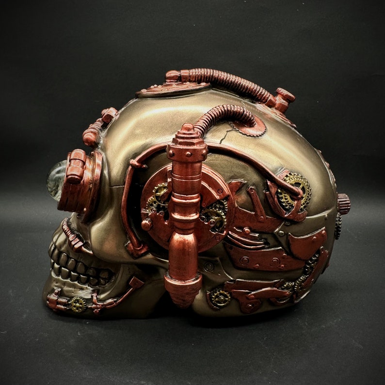 Steampunk Skull Statue With Secret Compartment Resin Skull - Etsy