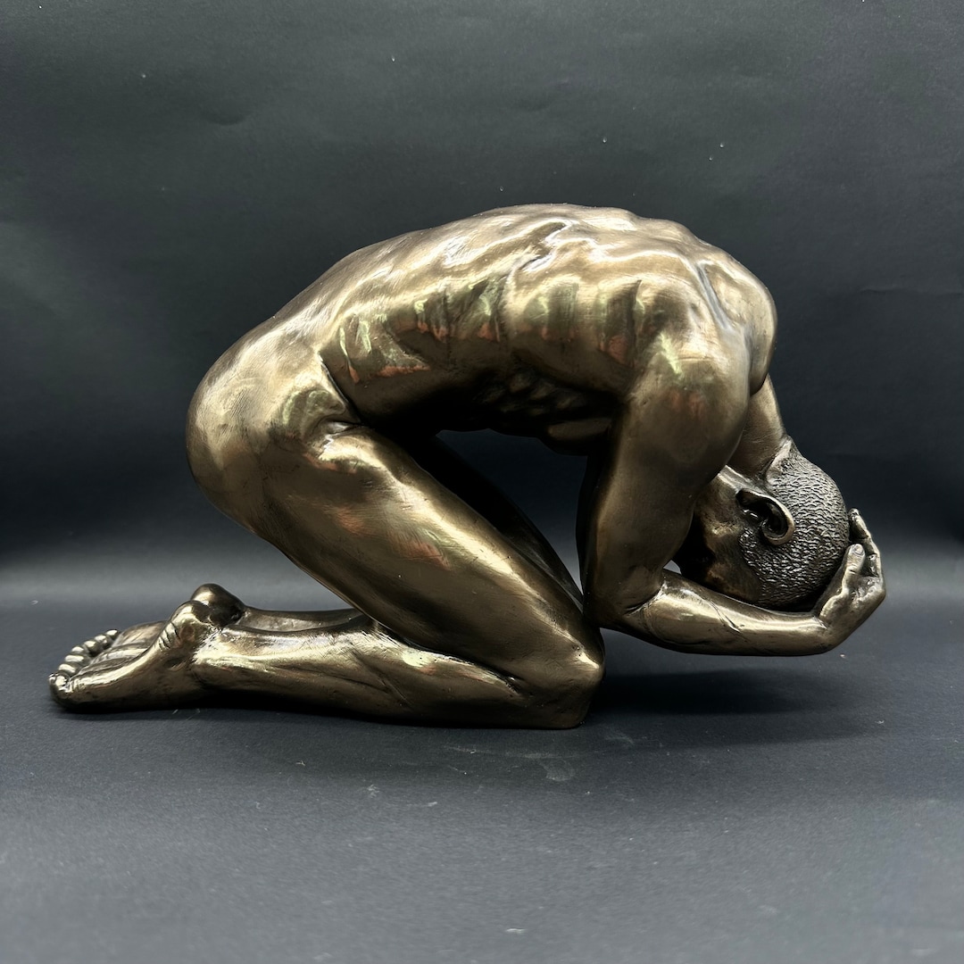 Kneeling and Bowing Nude Male Figurine Naked Man Male Nude Art Figurine Statues and Sculpture I ...