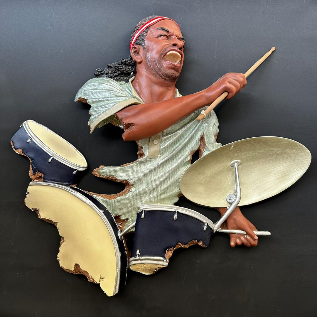 Drummer Wall Art Figurines I Drumist Sculpture 3D Wall Hanging I ...