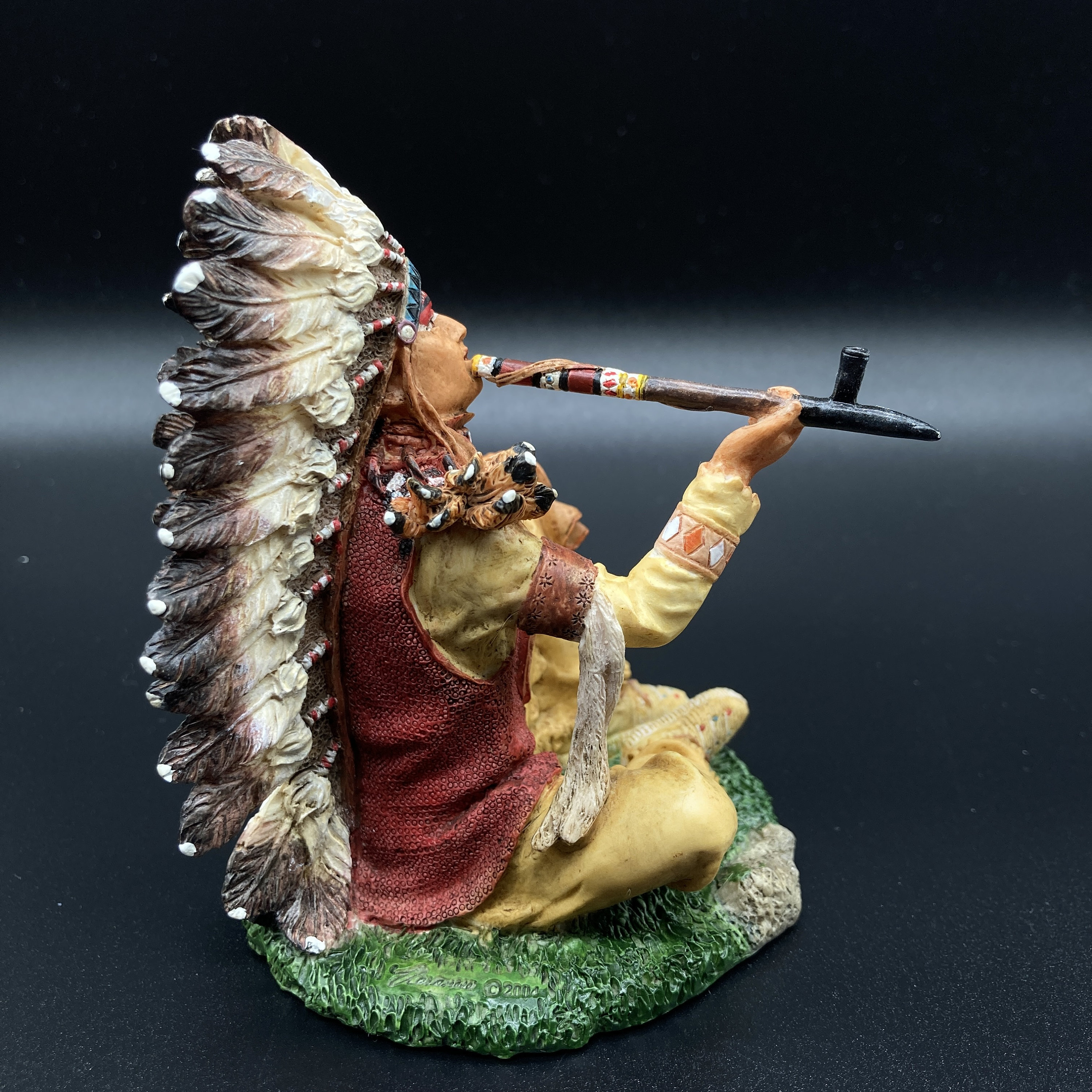 Native American Indian Chief Smoking Peace Pipe Statue I Indian Chief ...