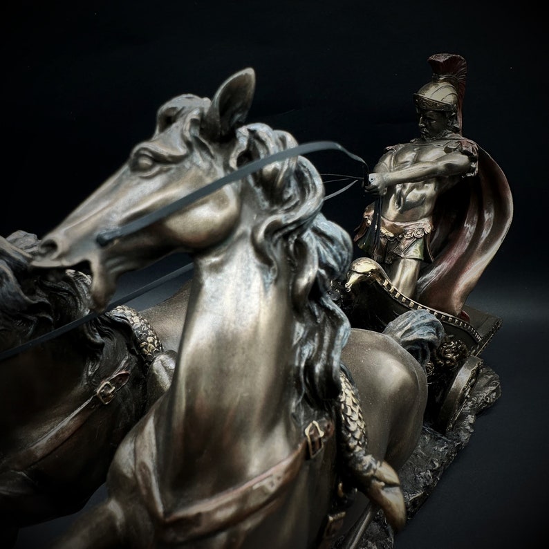 Roman Gladiator Chariot With Horses Statue - Etsy