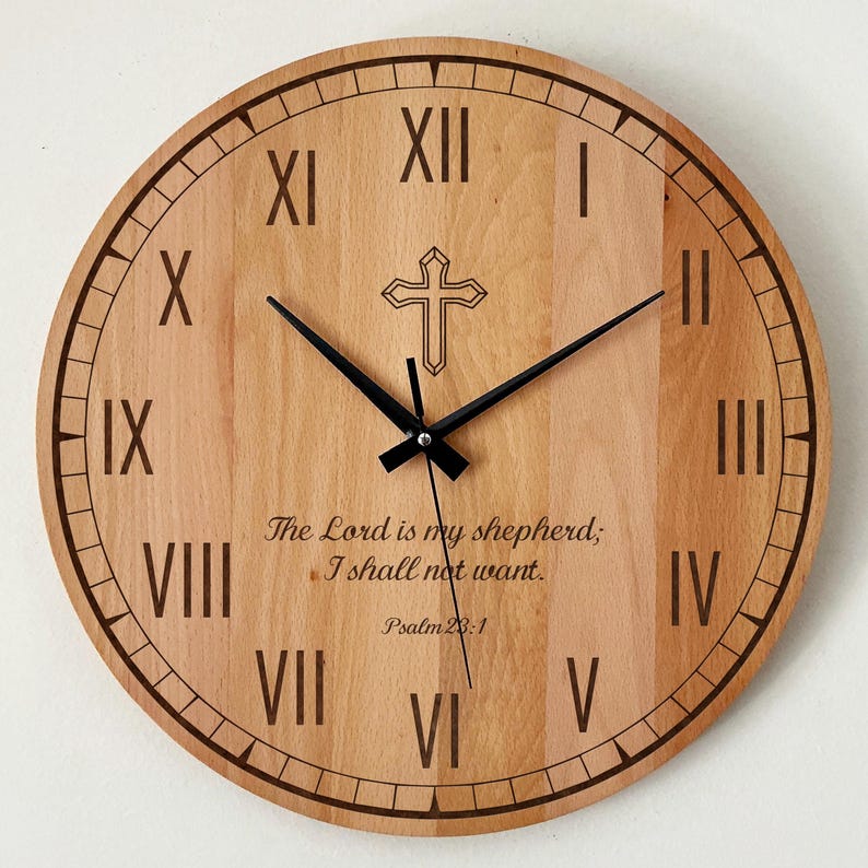 Modern Scripture Wooden Wall Clock - Custom Housewarming Faith Sign for ...