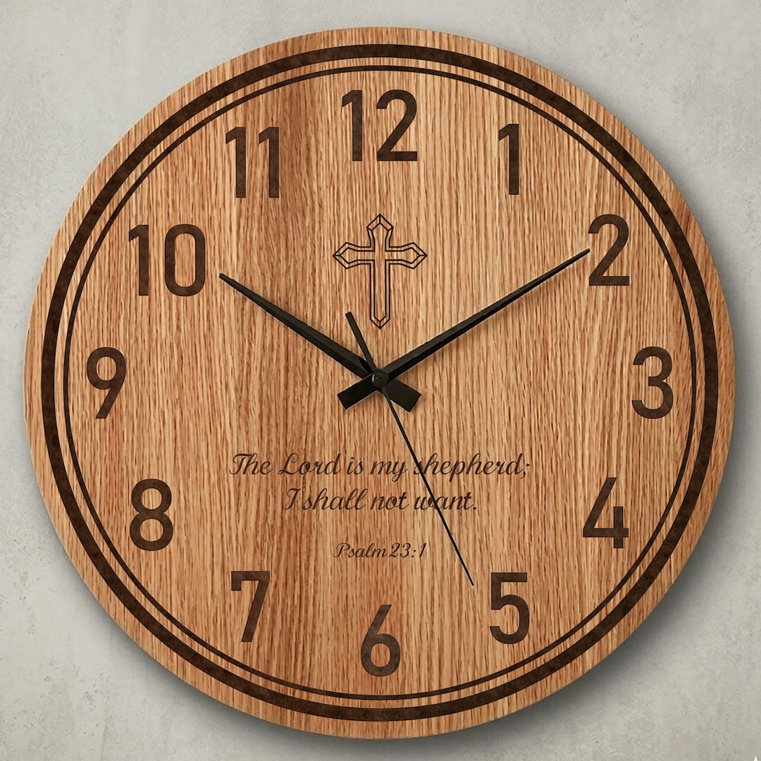 Modern Scripture Wooden Wall Clock - Custom Housewarming Faith Sign for ...