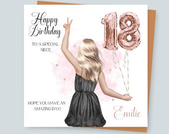 Personalised 18th Birthday Card, Teenage Girl Eighteenth Birthday, Colourful Happy 18th Birthday ...
