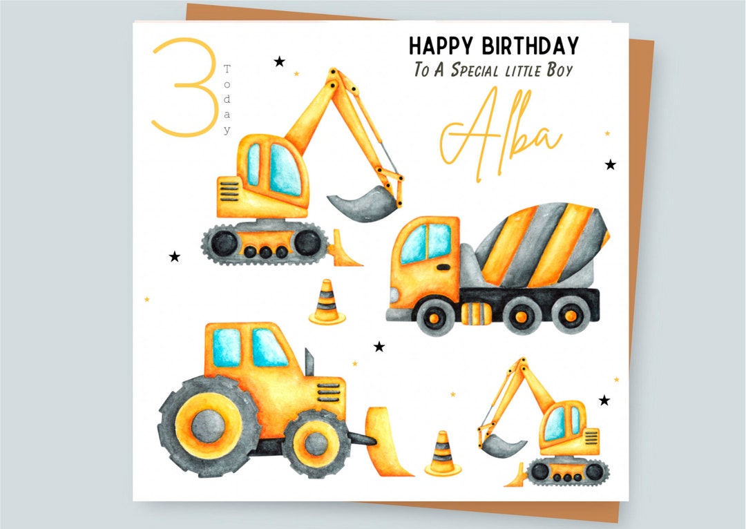 Digger Birthday Card Personalised Any Age 1st,2nd,3rd,4th,5th,6th Son ...
