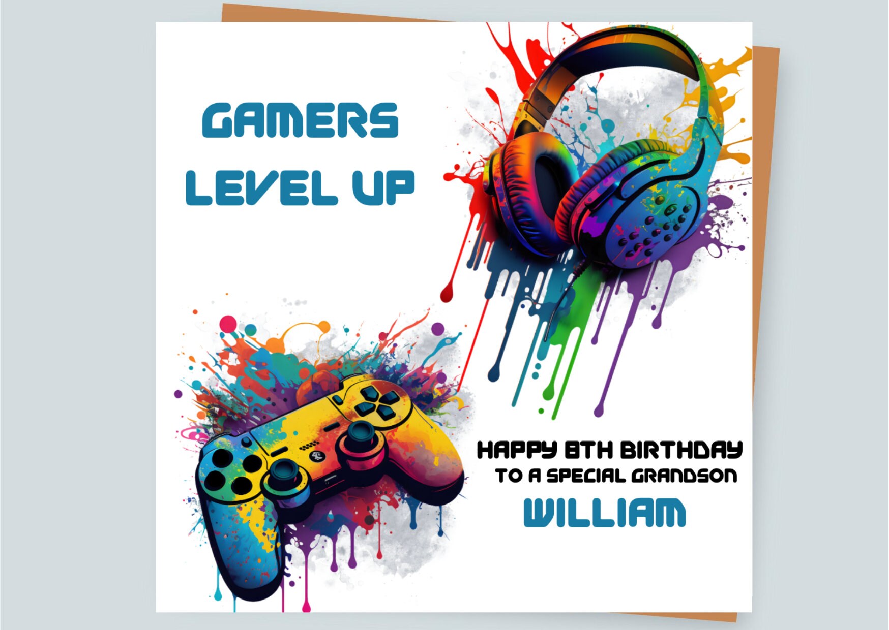 Personalised-gamer boys-kids childrens Birthday Card daughter-niece ...