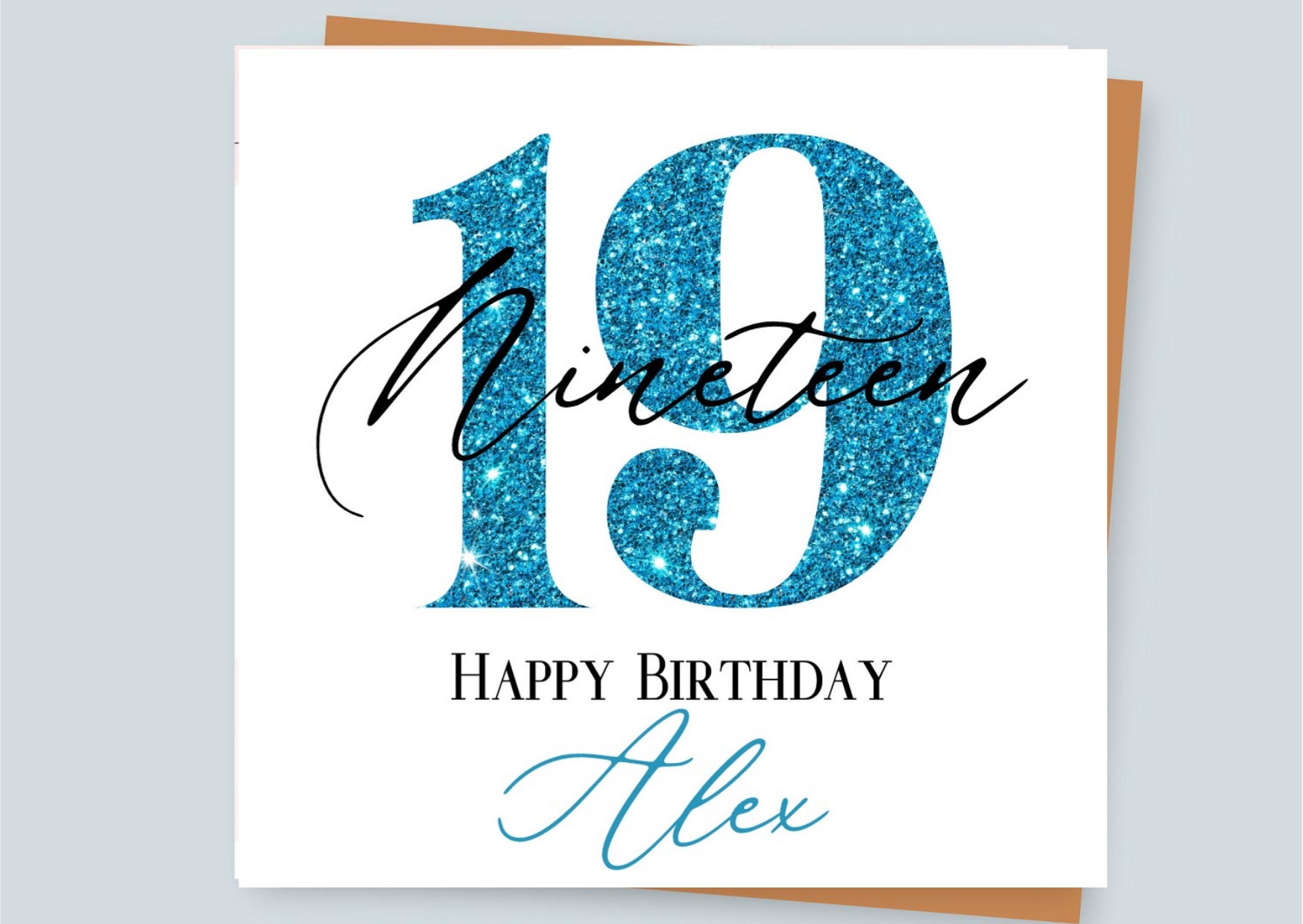 Personalised Birthday Card Happy Birthday Happy 19 Nineteenth Glitter ...