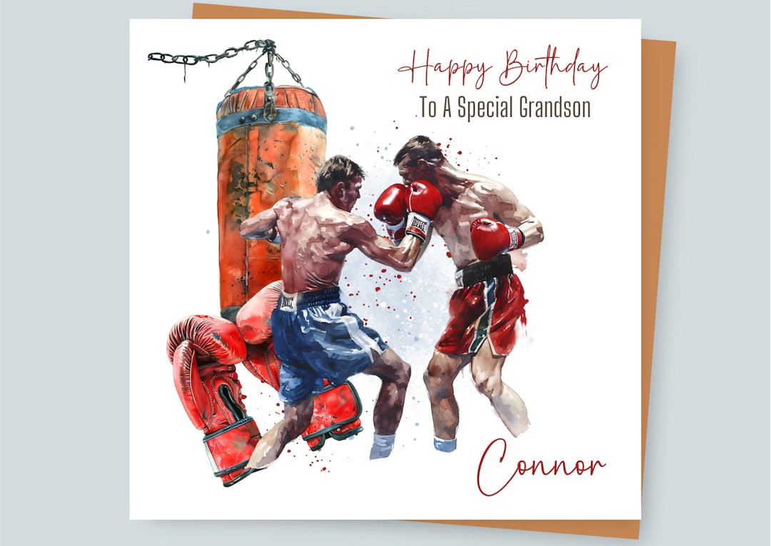 Personalised Boxing Birthday Card-grandson-son-nephew-husband-cousin ...