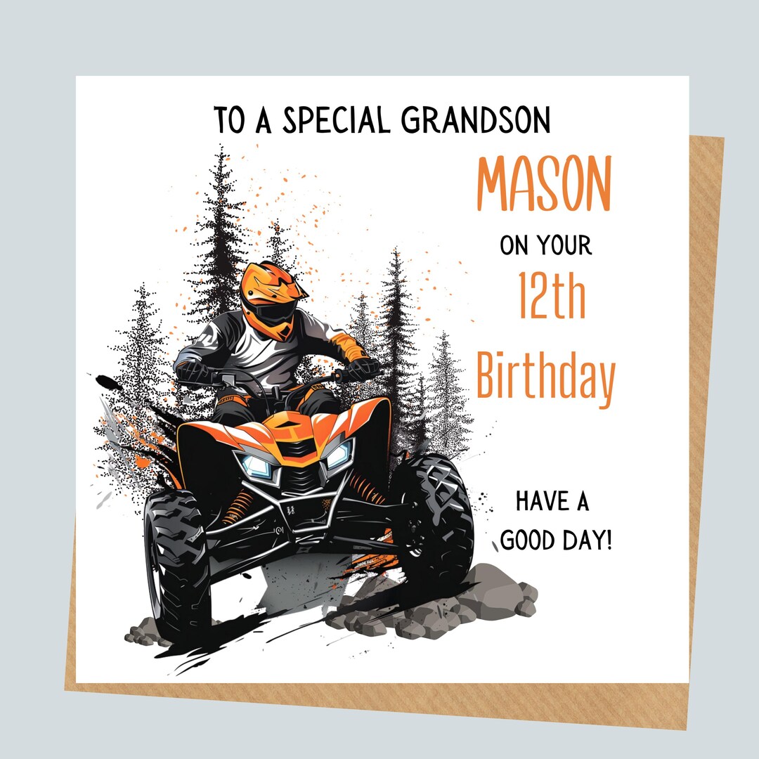 Quad Bike Birthday Card Personalised Any Age 18th-21st-30th Husband ...