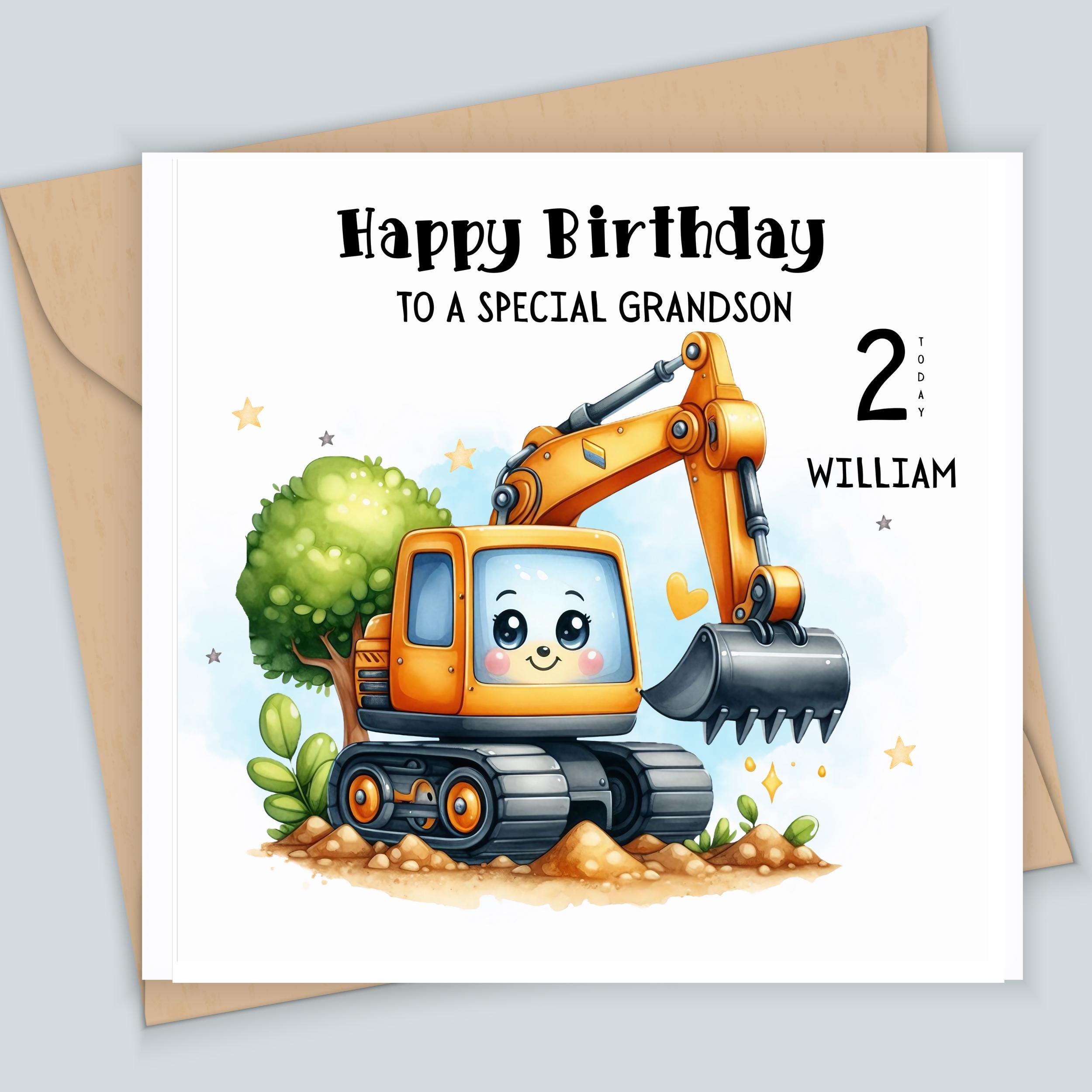 Personalised Digger Birthday Card - Custom Age & Relation - Etsy