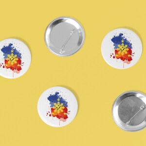 Baybayin Flag Philippines Watercolor Button - Set of 5 Pins - Gift for ...
