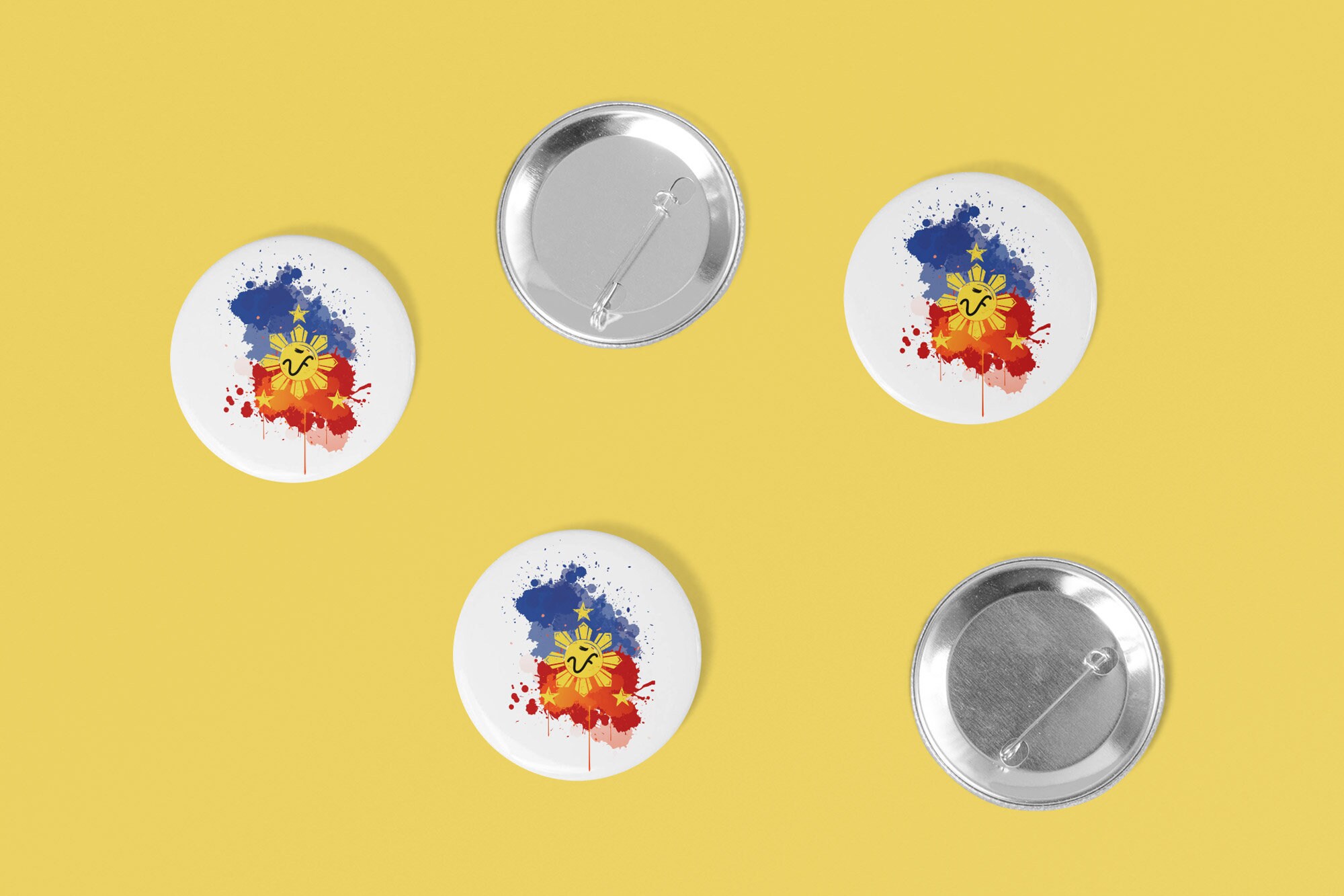 Baybayin Flag Philippines Watercolor Button - Set of 5 Pins - Gift for ...