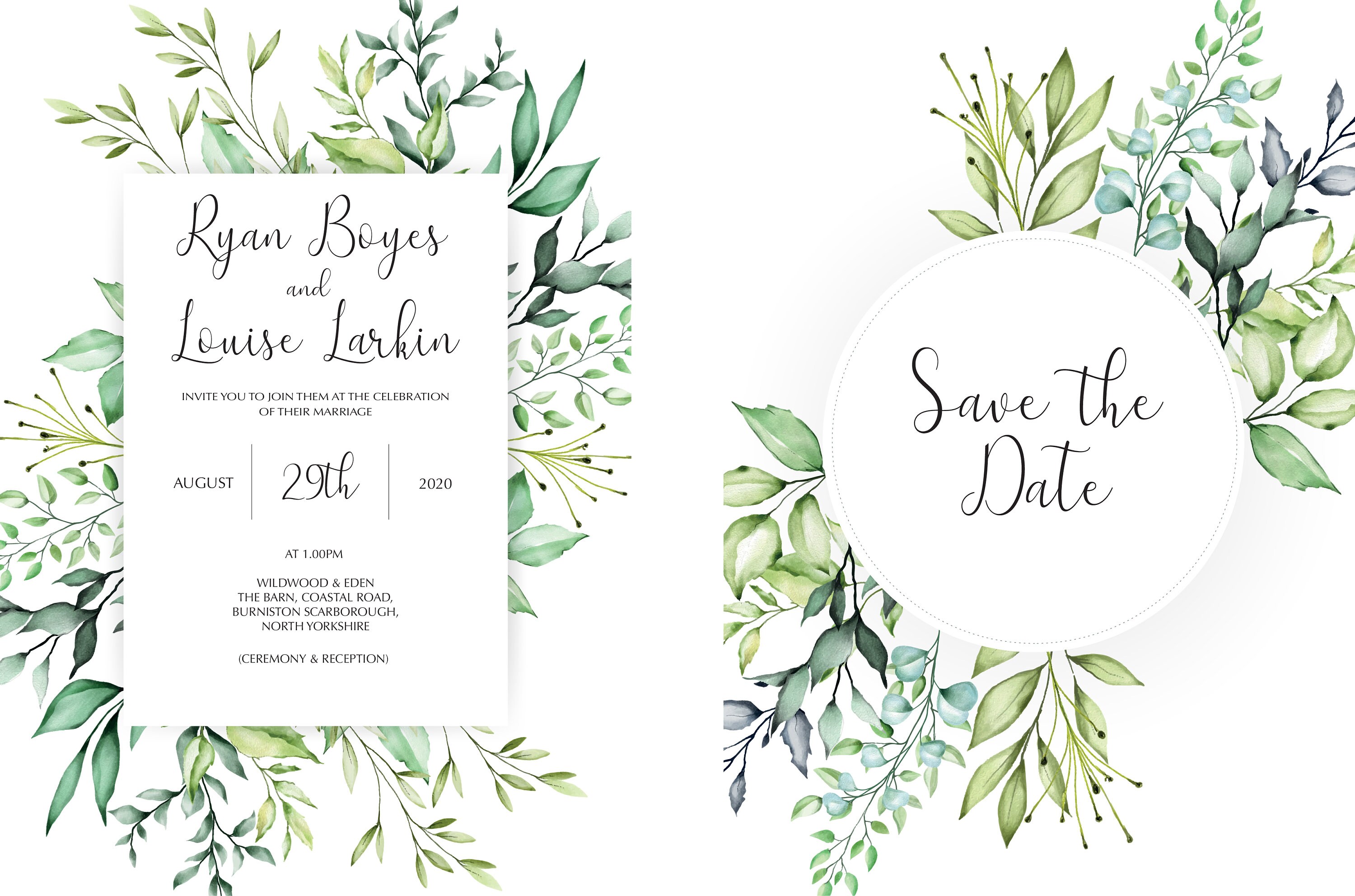 Personalised Leaf Wedding Invitation Template Botanical - Etsy
