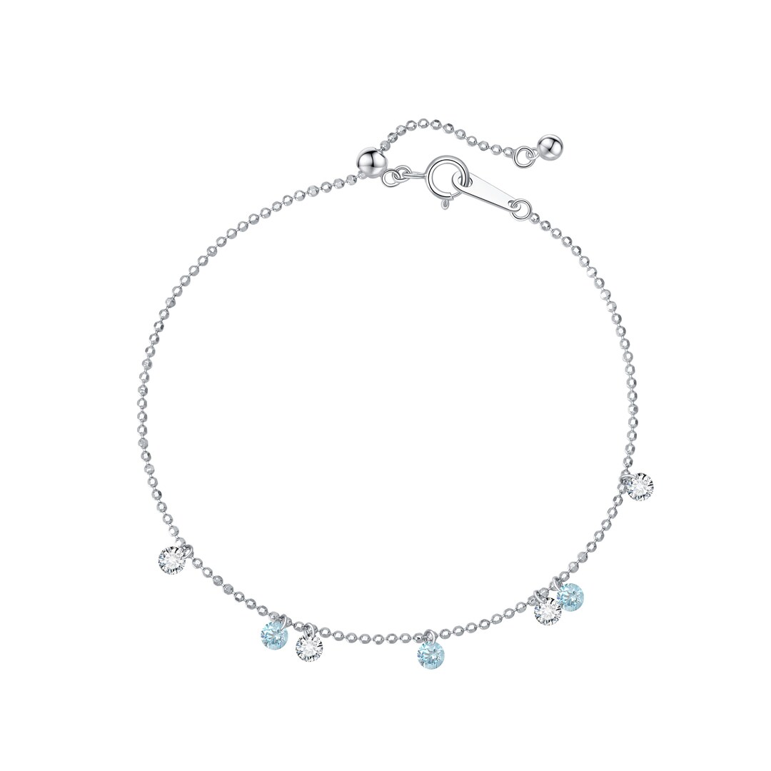 18K Solid Gold Floating Diamond Bracelet, Au750 Unique Extremely Shiny ...