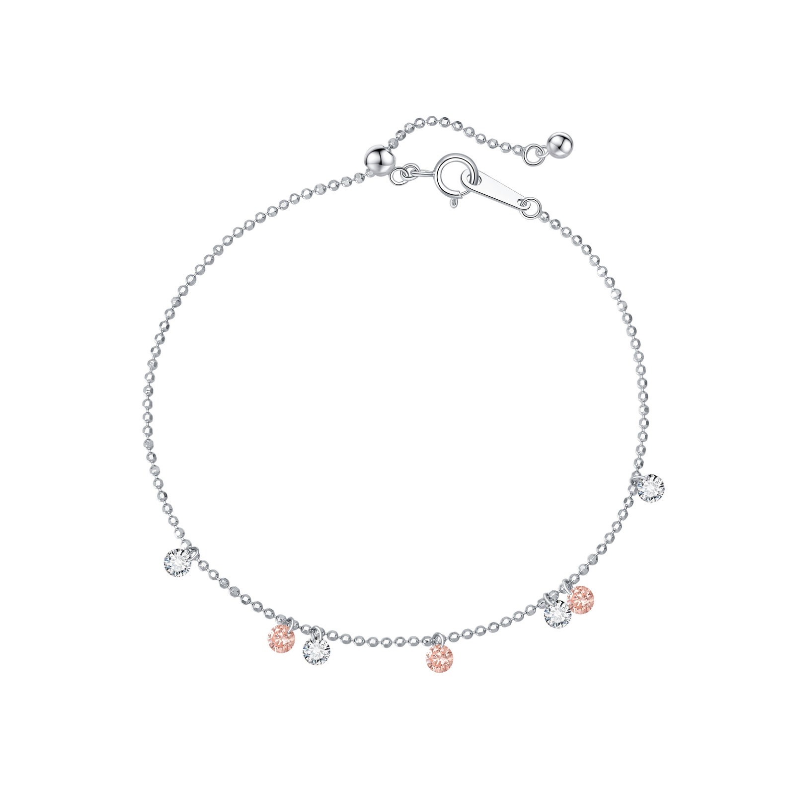 18K Solid Gold Floating Diamond Bracelet, Au750 Unique Extremely Shiny ...