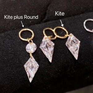 18K Gold Kite Diamond Earring Charm: Au750 Floating Design - Etsy