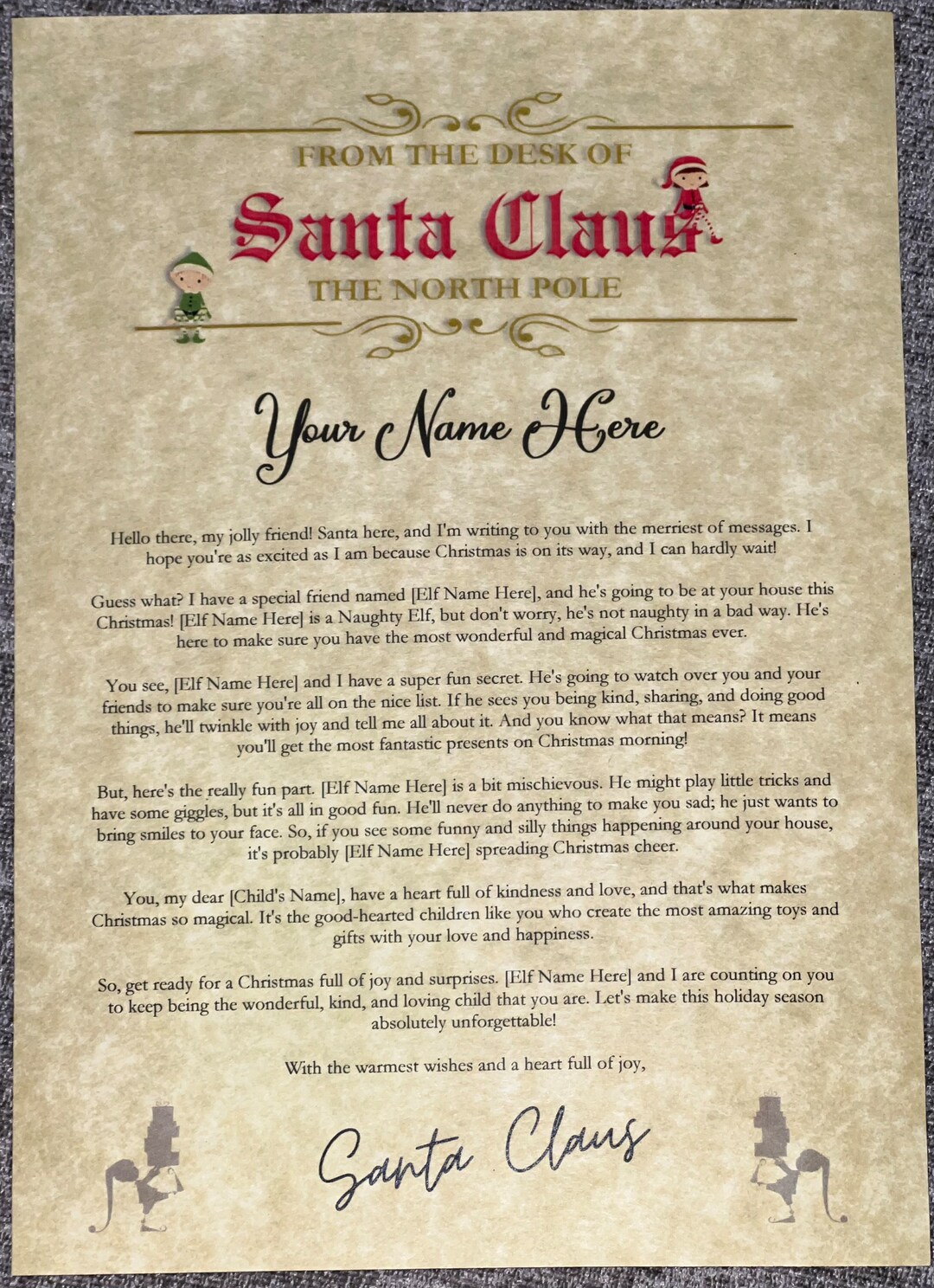 Naughty Elf Letter From Santa Claus, Personalised Christmas Letters ...